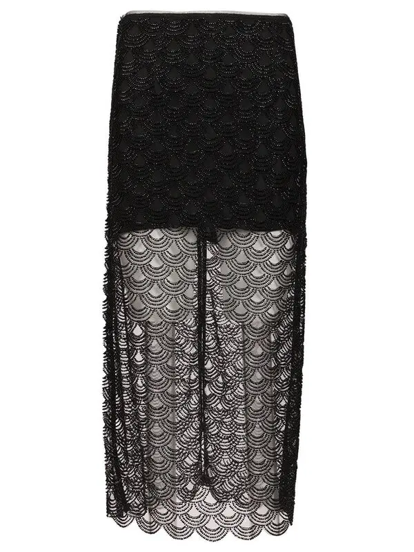 ROTATE BY BIRGER CHRISTENSEN Sequin Midi Skirt - Black
