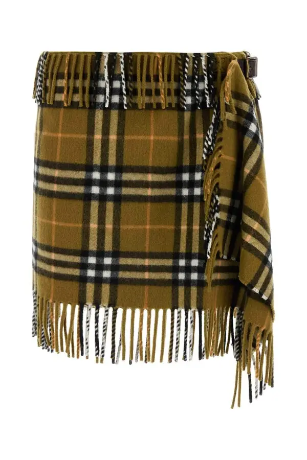 Burberry Embroidered Wool Blend Mini Skirt - Multicolor