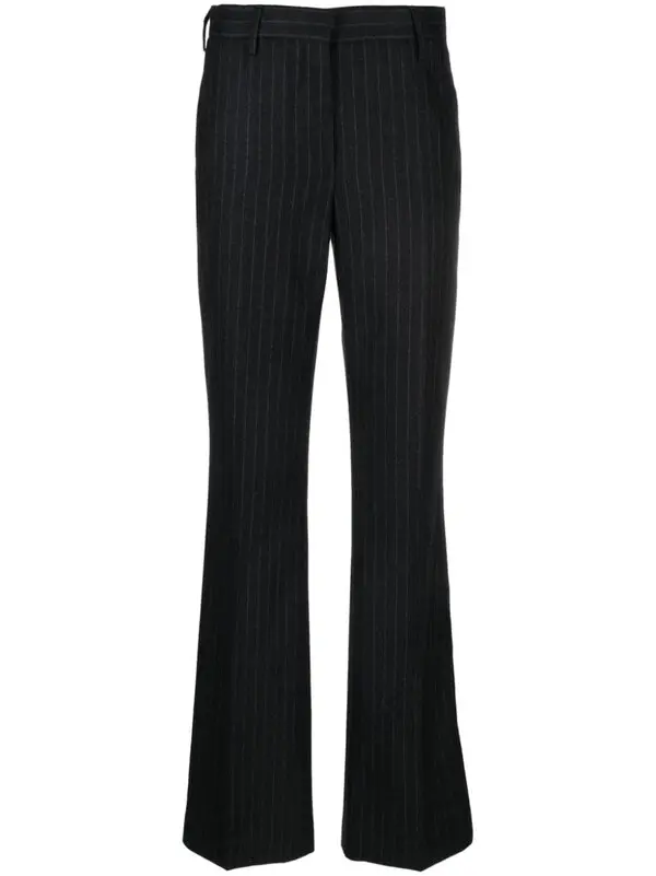 Dries Van Noten Pinstripped Wool Trousers - Black