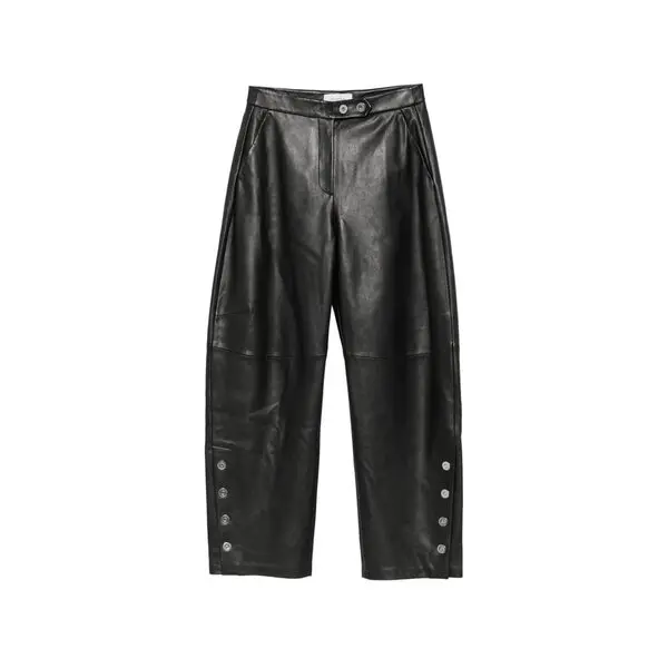 Sportmax Leather Palazzo Pants - Black