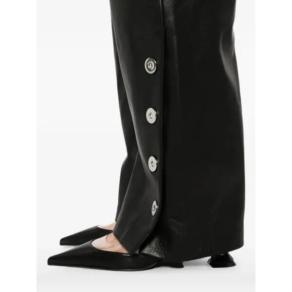 Sportmax Leather Palazzo Pants - Black