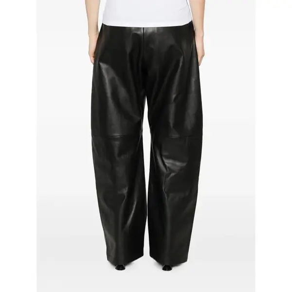 Sportmax Leather Palazzo Pants - Black