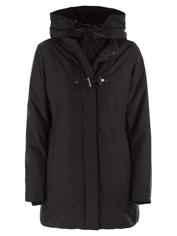 FAY Technical Gabardine Toggle Coat - Black