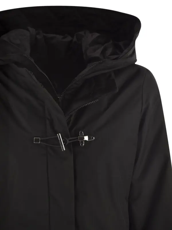 FAY Technical Gabardine Toggle Coat - Black