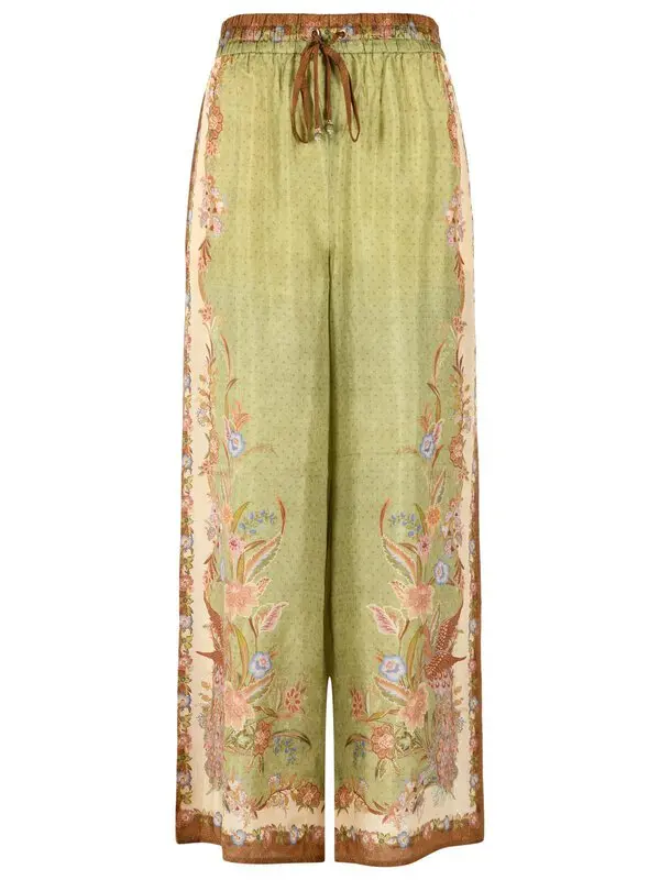 Zimmermann Indra' Khaki Silk Pants - Green