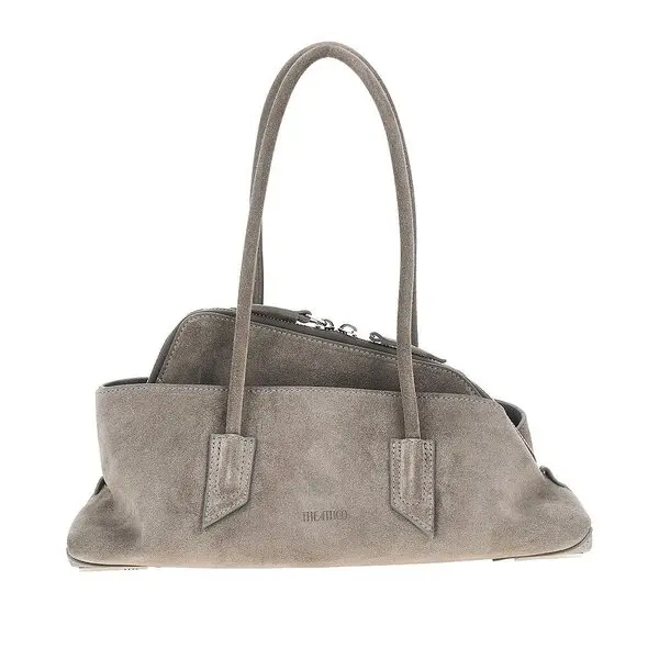 Attico Suede Leather Small 'la Passeggiata' Bag - Gray