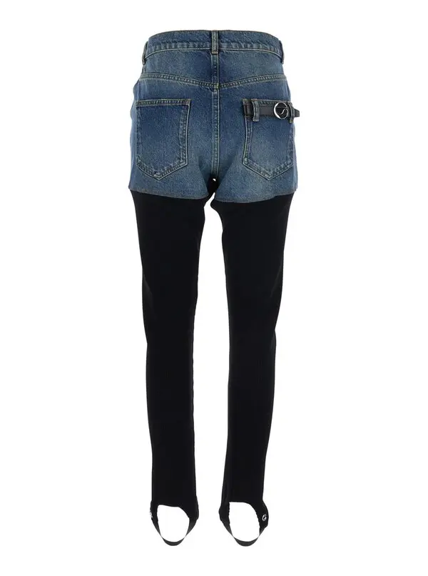 Coperni Ribbed Leggings With Back Logo Plaque In Cotton - Multicolor