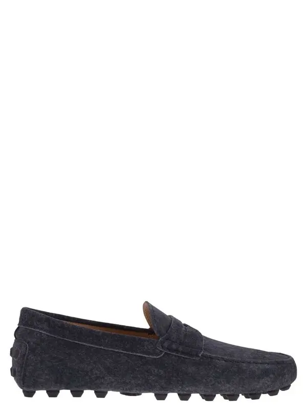 TOD'S Gommino Bubble Sole In Suede Leather - Blue