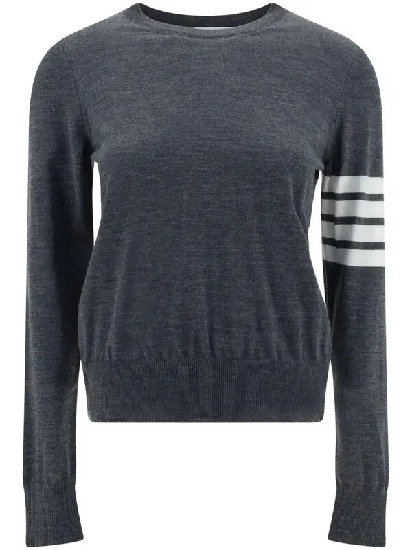 Thom Browne Wool 4-bar Relaxed Pullover - Gray