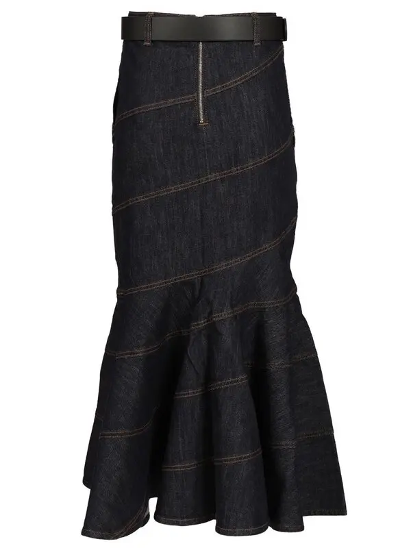 SELF-PORTRAIT Midi Skirt With Belt