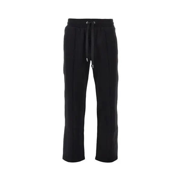 Dolce & Gabbana French Terry Pants With Logo Plate - Black