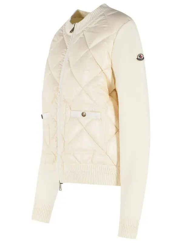 Moncler Cotton Tricot Quilted Cardigan - Cream