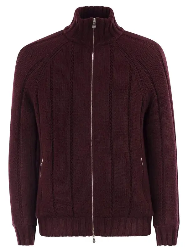 Brunello Cucinelli Cashmere Knit Down Jacket With Zip - Multicolor