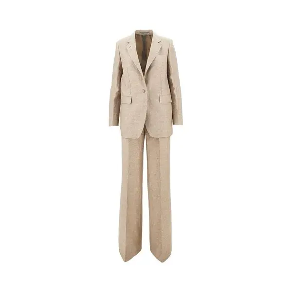 Tagliatore Adrianne' Linen-blend Tailored Suit - Cream