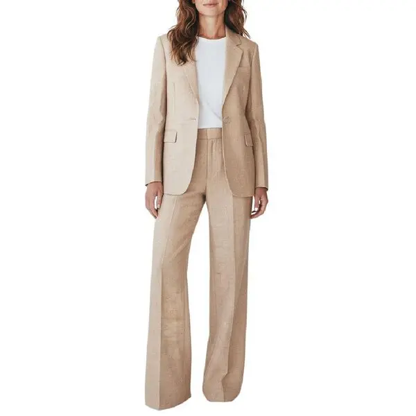 Tagliatore Adrianne' Linen-blend Tailored Suit - Cream
