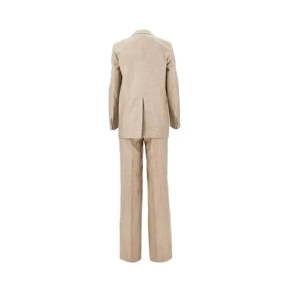 Tagliatore Adrianne' Linen-blend Tailored Suit - Cream