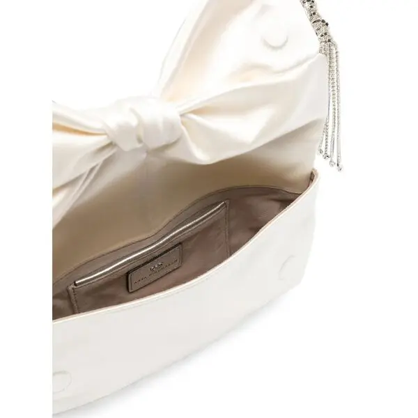 ANYA HINDMARCH Satin Crystal Fringe Clutch - Cream