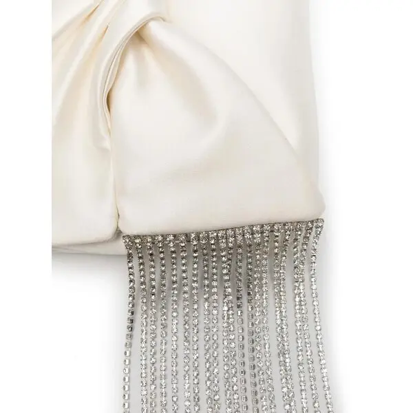 ANYA HINDMARCH Satin Crystal Fringe Clutch - Cream