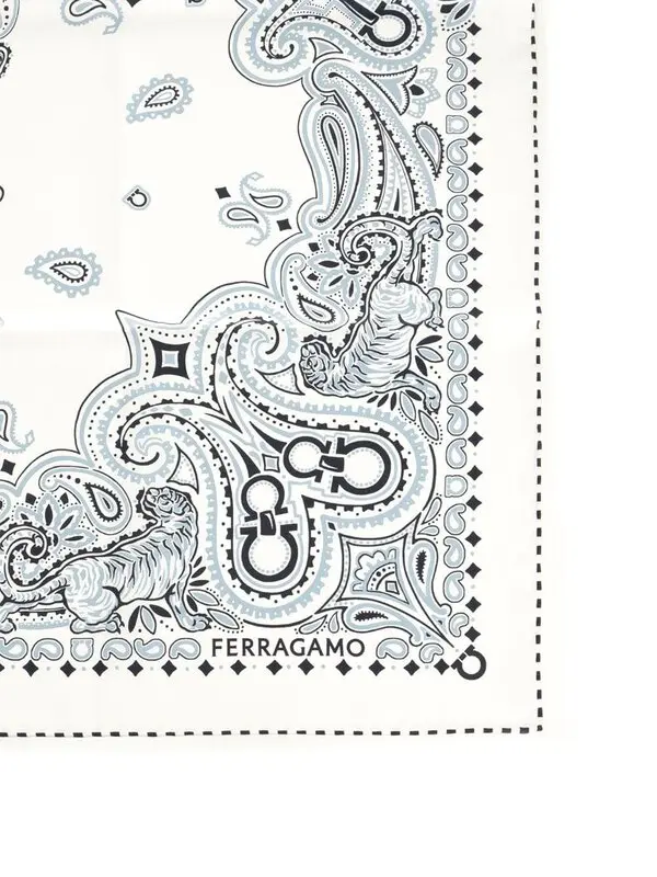 FERRAGAMO Arabesque Print Scarf - Blue