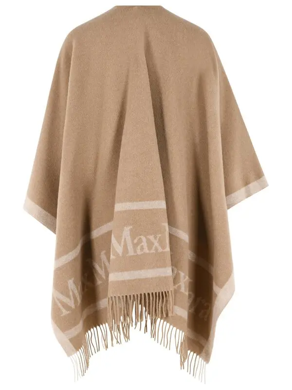 Max Mara Camel Jacquard Wool Poncho - Brown