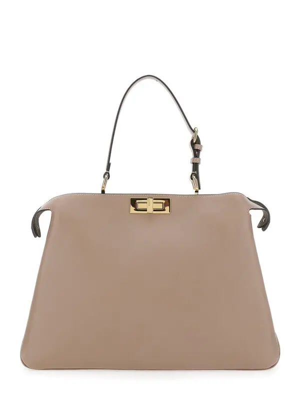 Fendi Pekaboo Soft Large' Grey Handbag With Twist Lock In Leather - Multicolor