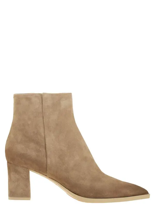 Santoni Mid-heel Suede Ankle Boots - Cream