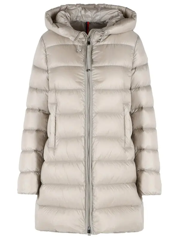 Moncler Suyenne' Light Beige Polyamide Down Jacket - Cream