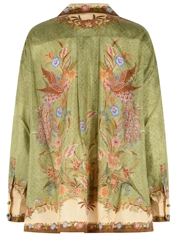 Zimmermann Indra' Khaki Silk Shirt - Green