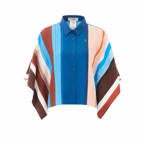 Fendi Logo Shirt With Venetian Stripes Motif - Multicolor