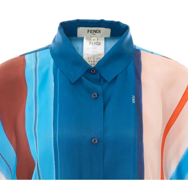 Fendi Logo Shirt With Venetian Stripes Motif - Multicolor