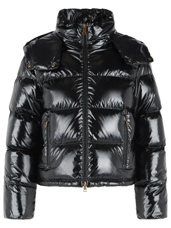 Moncler Niveole' Glossy Polyamide Down Jacket - Black