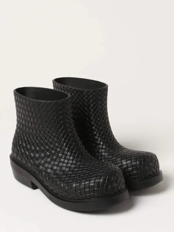 Bottega Veneta Fireman Ankle Boots In Woven Rubber