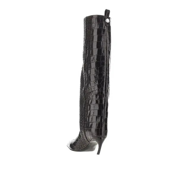 Attico Croco-embossed Leather 'lea' Boots - Brown