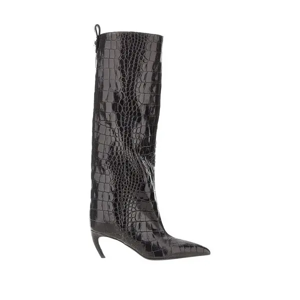 Attico Croco-embossed Leather Boots - Brown