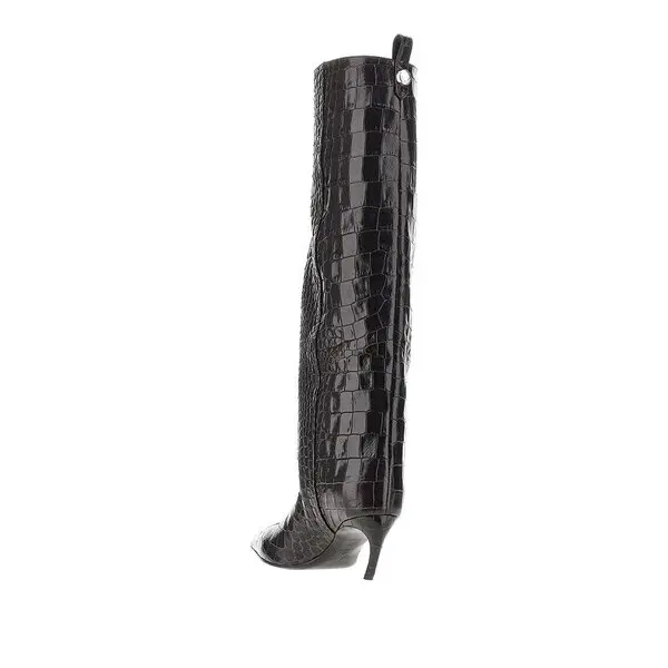 Attico Croco-embossed Leather Boots - Brown