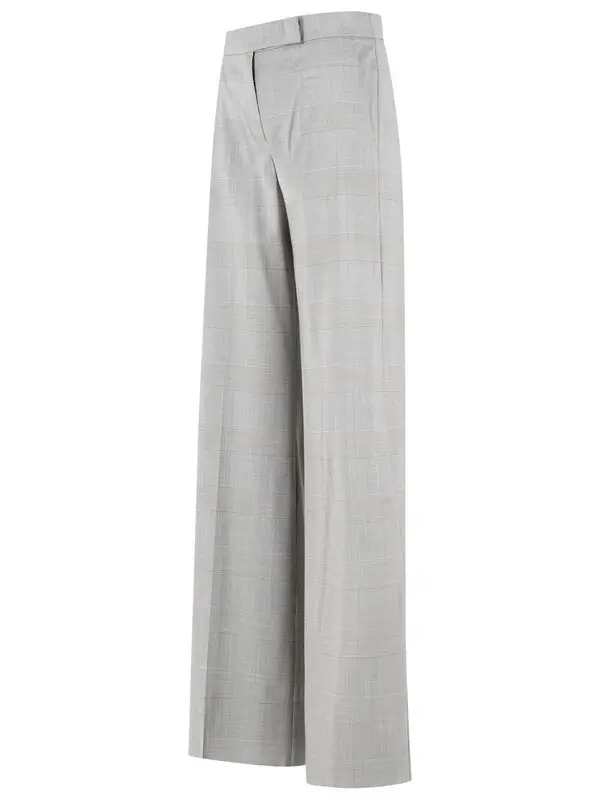 Max Mara Netto' Olive Prince Of Wales Wool Pants - Green