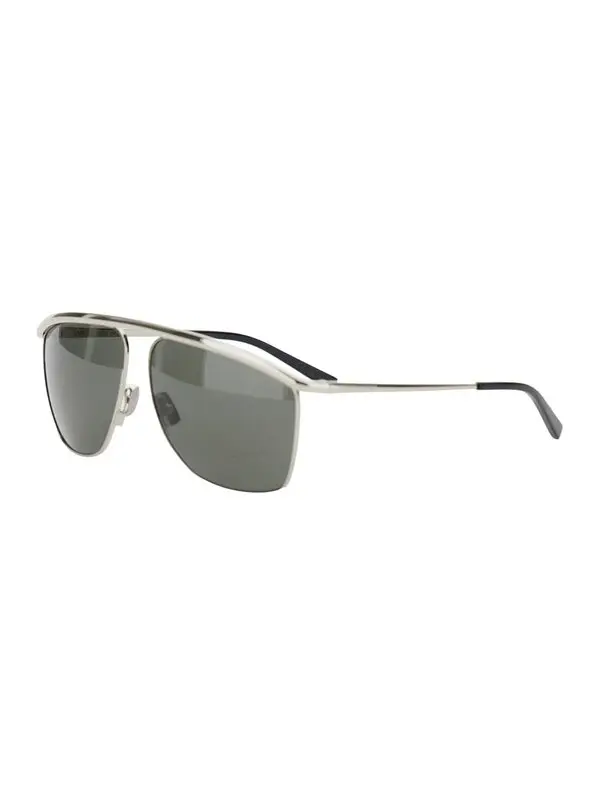 Saint Laurent Sl 820' Metallic Aviator Sunglasses With Nylon Lenses And Curved Top Bar In Metal - Multicolor