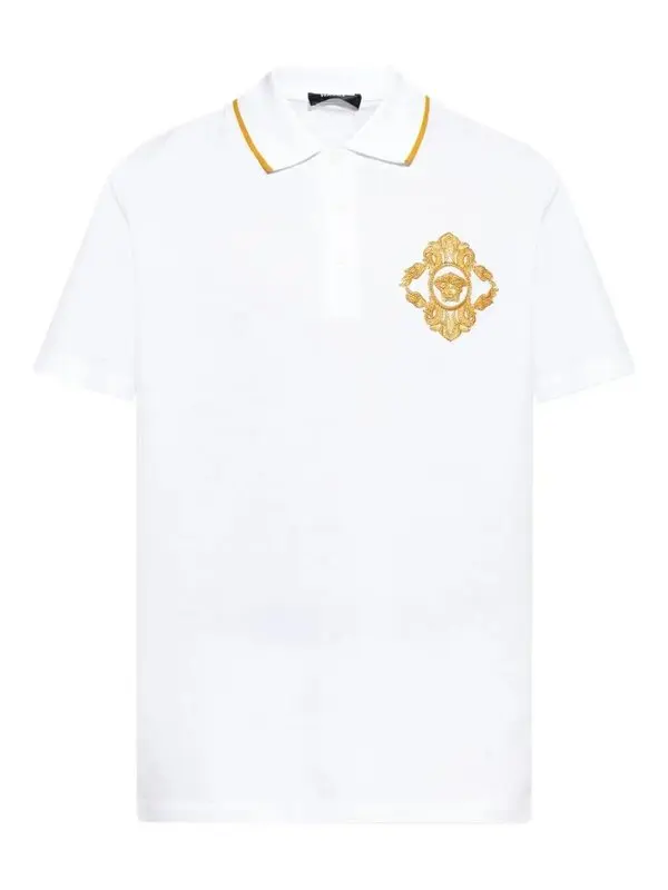 Versace Polo Shirt In Cotton Piqu
