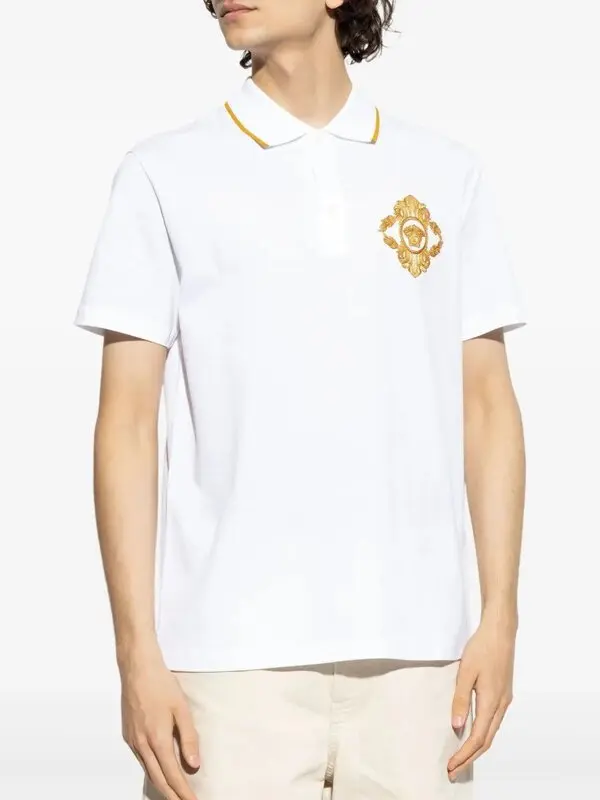 Versace Polo Shirt In Cotton Piqu