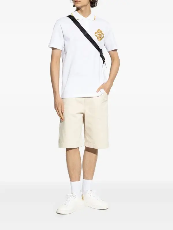 Versace Polo Shirt In Cotton Piqu - White