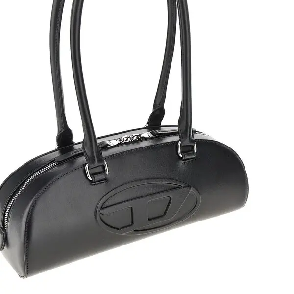 DIESEL® 1dr Dome Leather Bowling Bag - Black