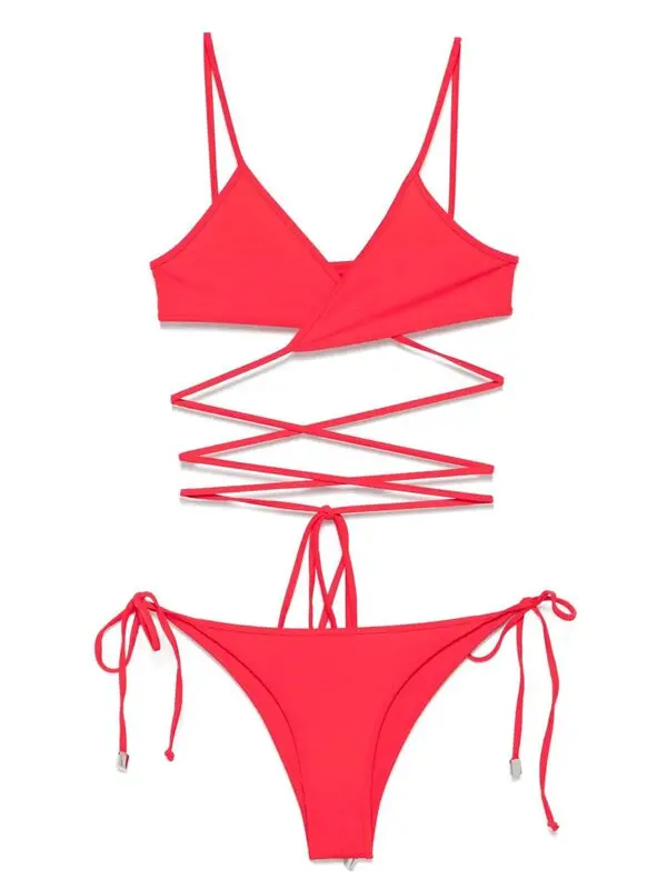 Attico Bikini With Rubber Logo - Red