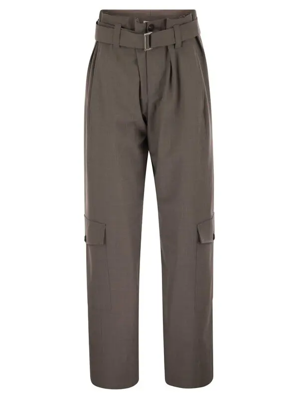 Brunello Cucinelli Tropical Luxury Wool Utility Trousers - Multicolor