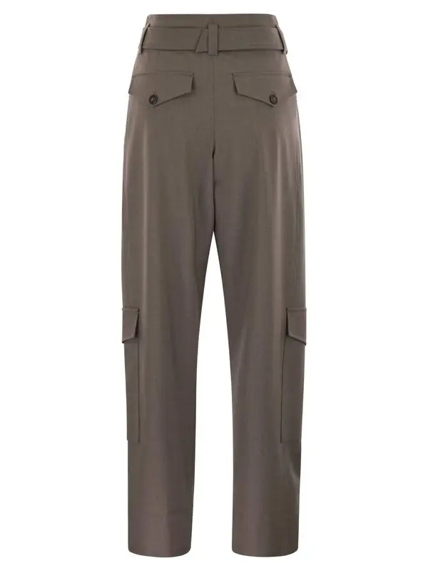 Brunello Cucinelli Tropical Wool Utility Trousers - Multicolor