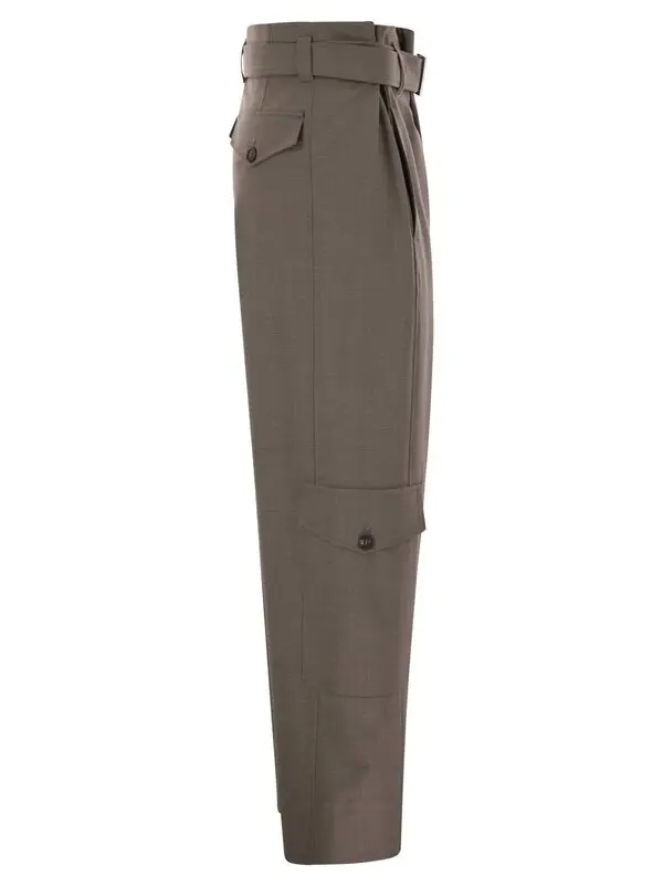 Brunello Cucinelli Tropical Wool Utility Trousers - Multicolor
