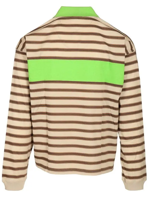 Versace Striped Cotton Polo Shirt With Inlay