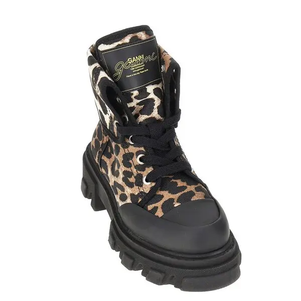 GANNI Leopard-printed Denim Boots - Multicolor