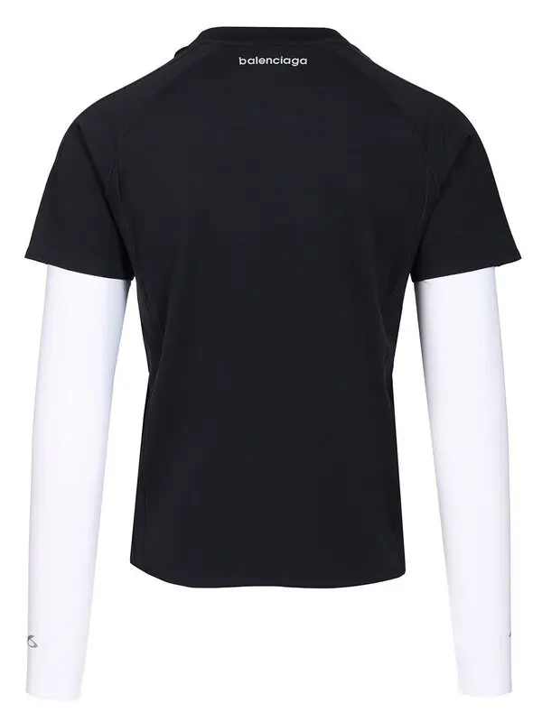 Balenciaga Long Sleeve T-shirt With Contrast Sleeves - Blue