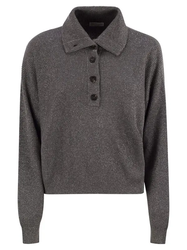 Brunello Cucinelli Cotton And Viscose Rib Knit High Collar - Multicolor