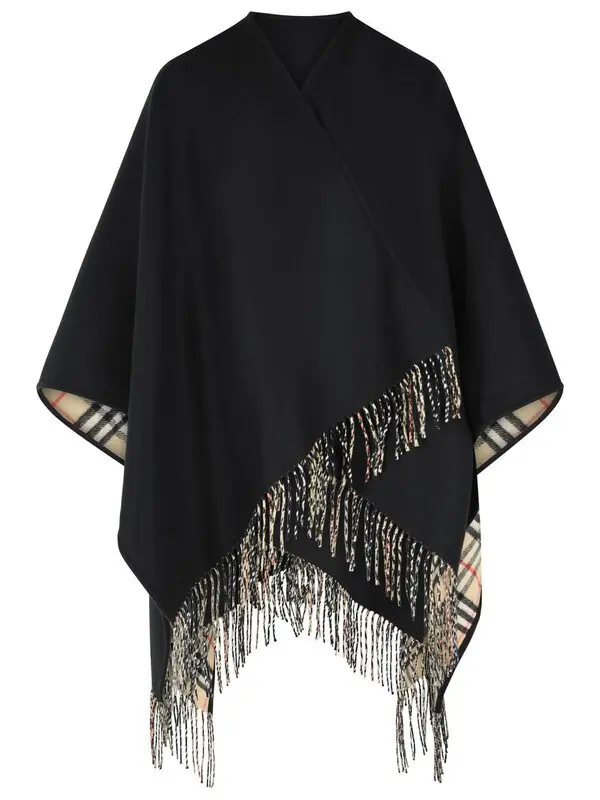 Burberry Check' Cashmere Cape - Black